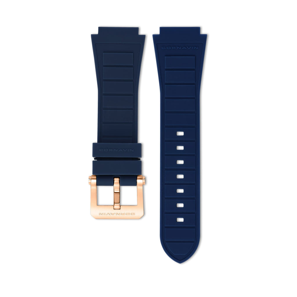 20mm - Blue Silicone Strap with Ardillon buckle – Cornavin