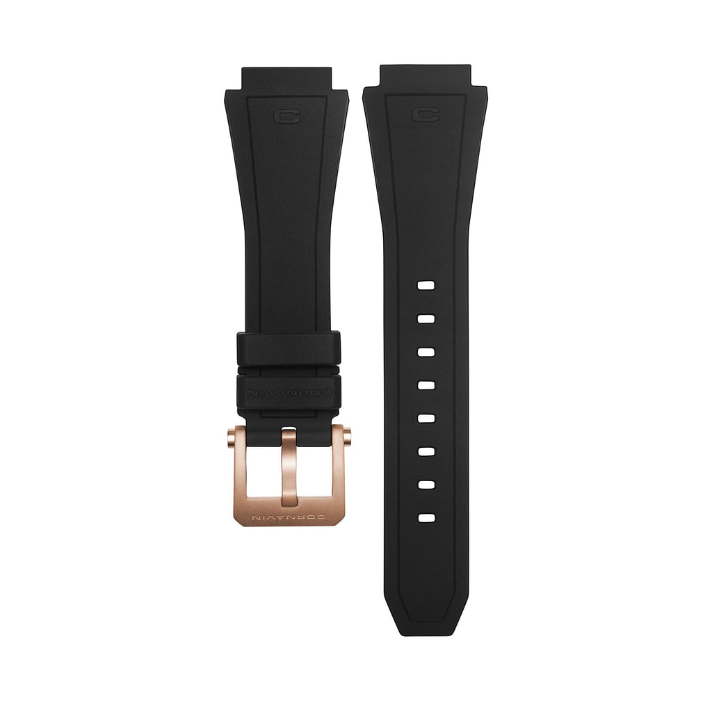 19mm - Black Silicone Strap with Ardillon buckle – Cornavin